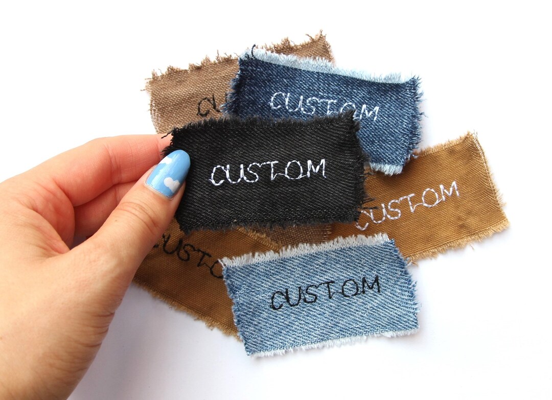 Custom Embroidered Tags on Reclaimed Denim - Etsy