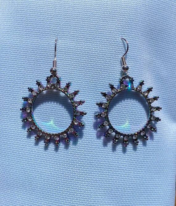 Rainbow & Rhinestone-Earrings | Etsy