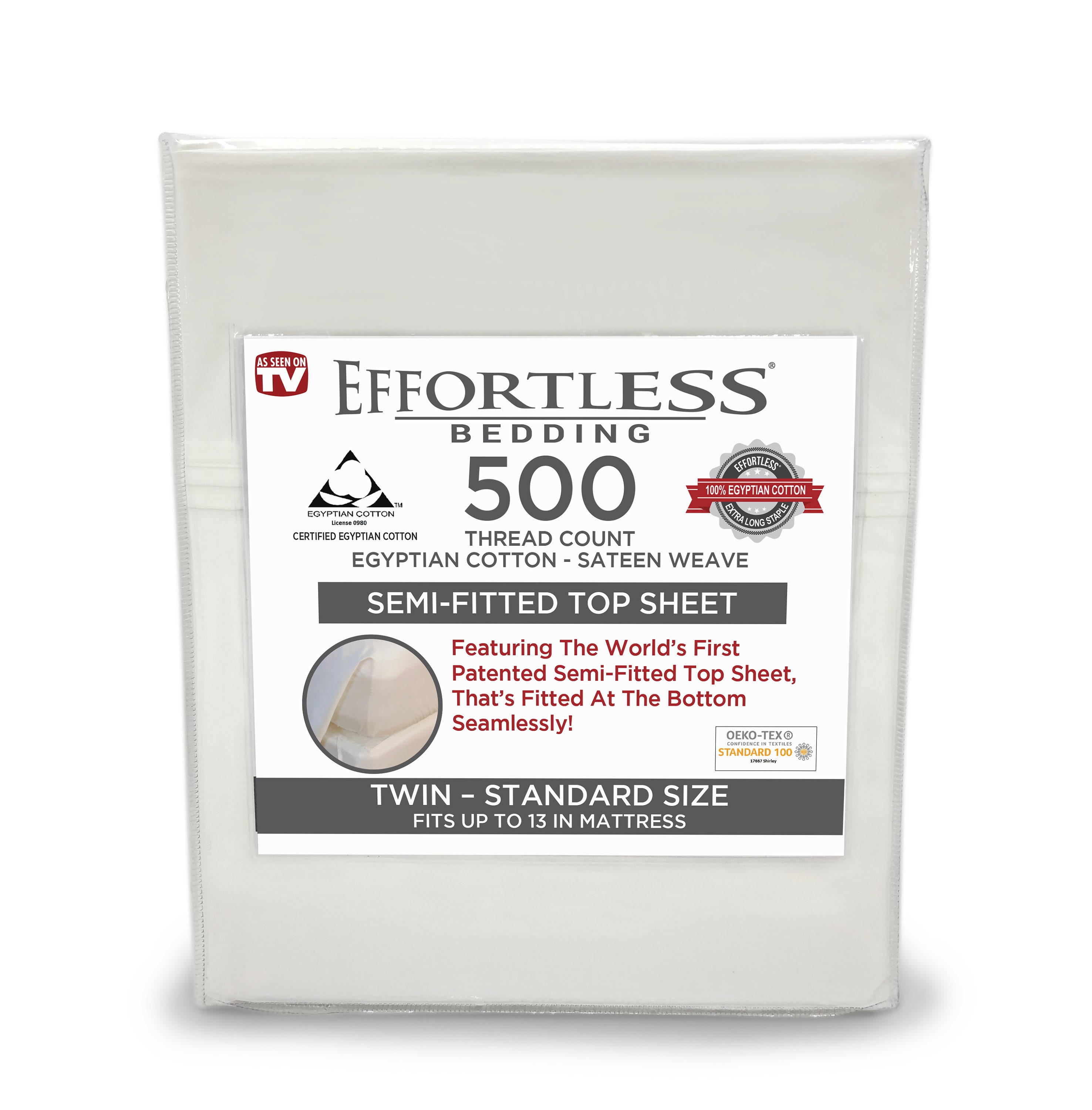 Effortless Bedding Patented Standard Size Semi-fitted Top Sheet Only ...