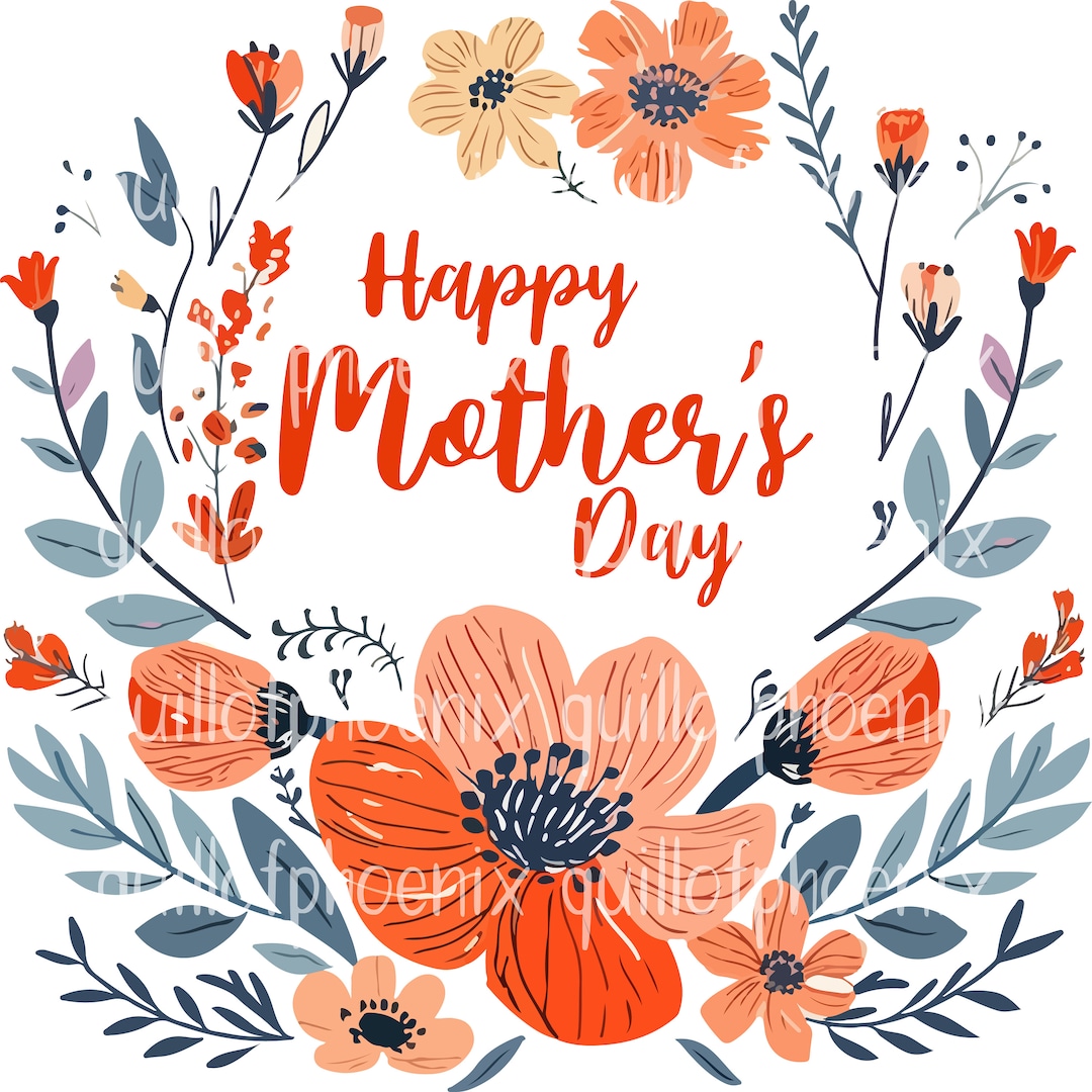Happy Mother's Day Clip Art SVG PNG With Transparent Background - Etsy
