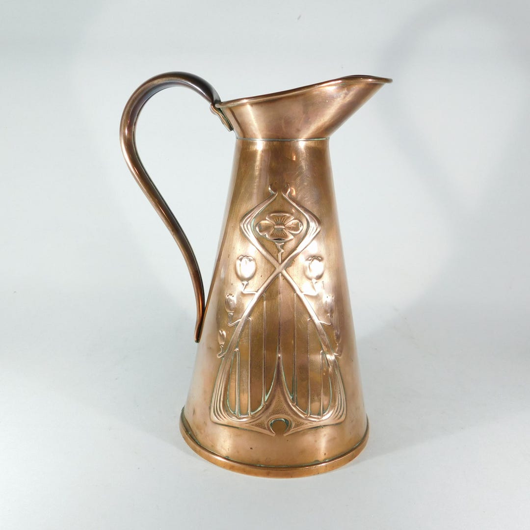 J.S and S Joseph Sankey Art Nouveau Copper Water Jug No 2 9 Tall Free ...