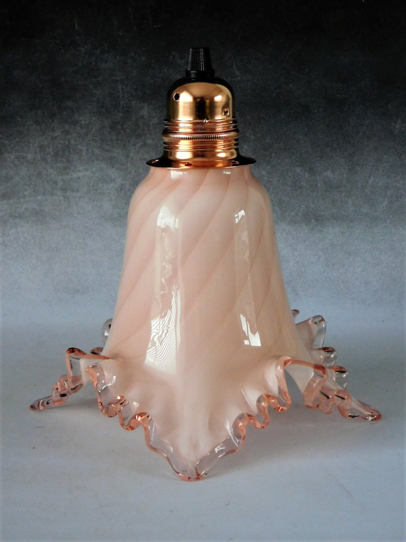 Murano Pink Glass Pendant Light Shade With E-27 Copper Fitting - Etsy UK