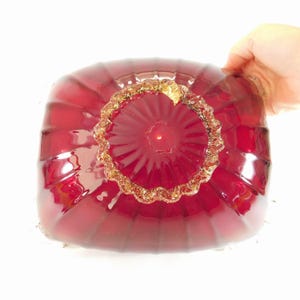 Victorian Ruby Red Glass Bowl Clear Glass Frilled Rim Free UK Postage ...