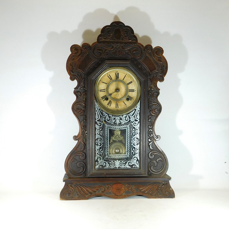 Antique Ansonia Clock Co Gingerbread American Mantel Clock C1880 - 1890 ...