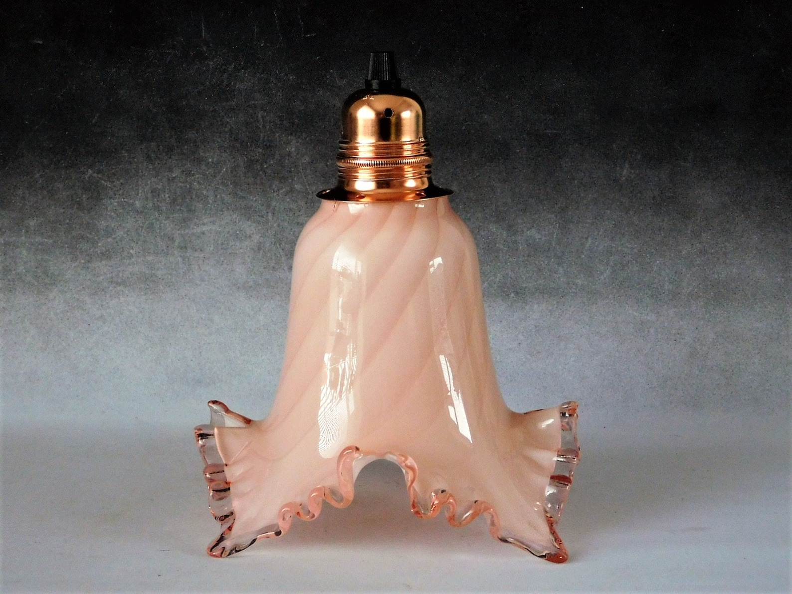Murano Pink Glass Pendant Light Shade With E-27 Copper Fitting - Etsy UK