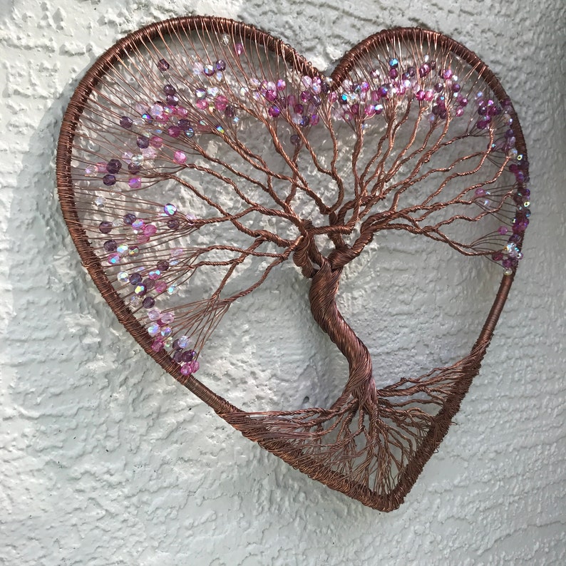 12 Inch /heart Shaped/ Handmade / Copper Wire / Tree of Life / One of a ...