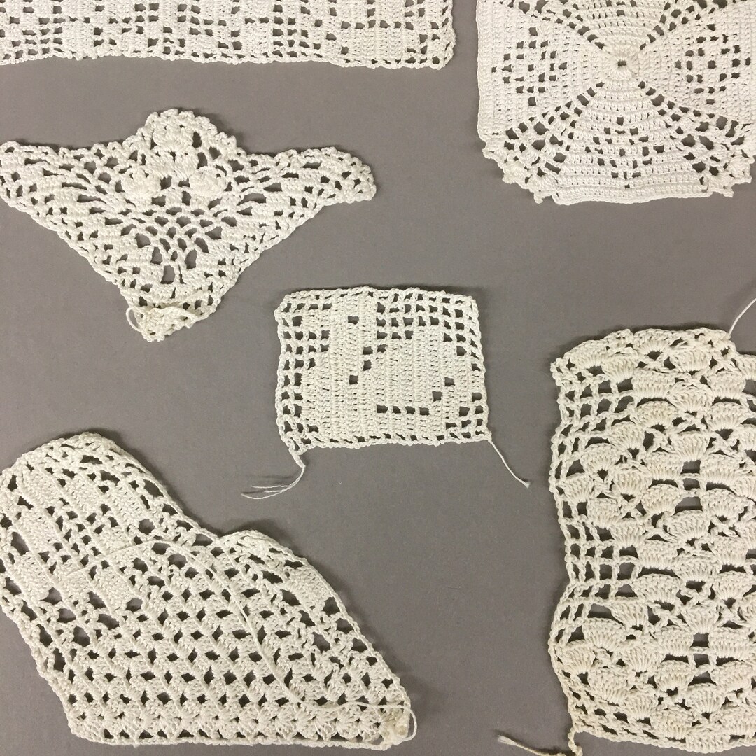 9 Antique Crochet Lace Edging and Inset Samples With Stitch Variations ...