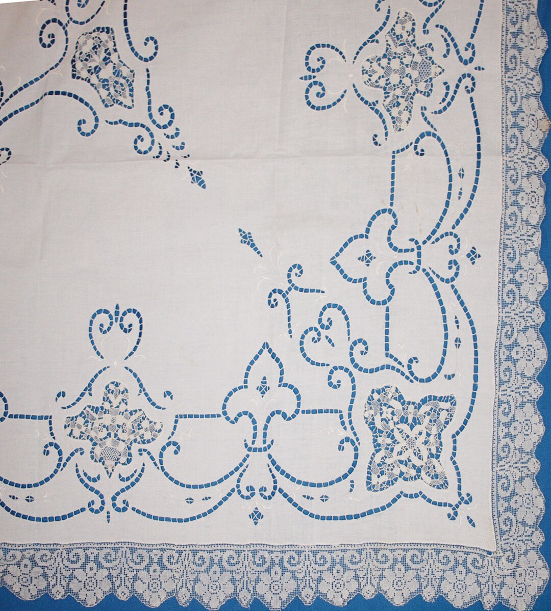 1910s Edwardian Table Cloth, 12 Matching Napkins, White Crisp Cotton ...