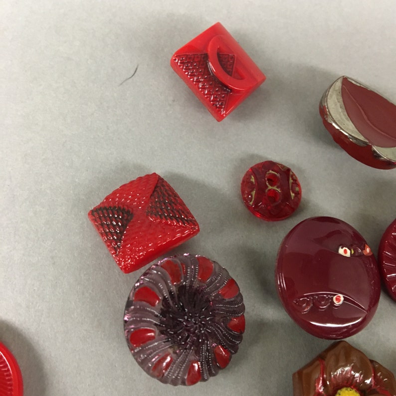 Antique Red Pressed Glass Buttons From the Victorian Era, Shades/sizes ...