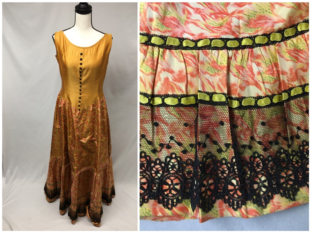 19thc M Antique Old West Saloon Style Costume of Various Silk Fabrics ...