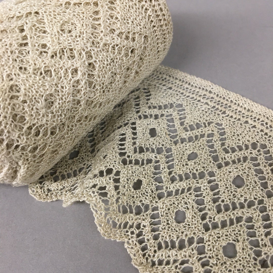 1800s Antique Hand-knit Lace Edging Museum Deaccession, 3 1/2 Yard ...