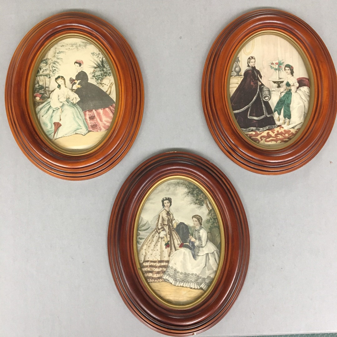 Set of 3 Framed Reproduction Lithograph French Fashion Plates of La ...