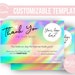DIY HOLOGRAPHIC Thank You Card Template Holo Thank You Cards - Etsy
