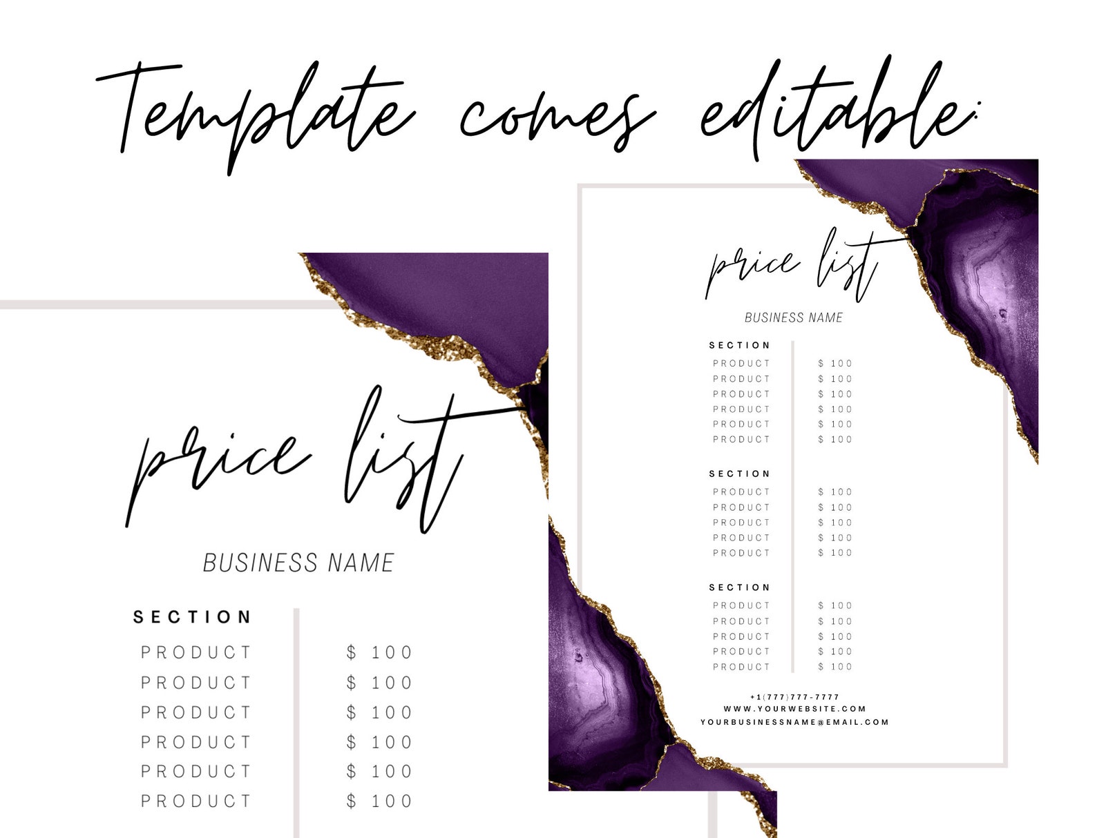 Price List Template, Makeup Price List, Hair Price List, Photography ...