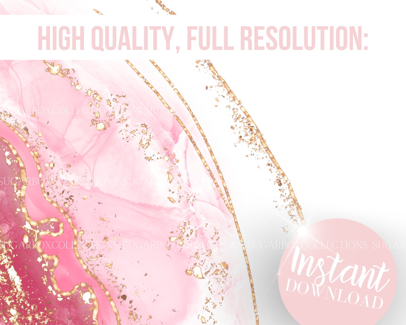 Pink/gold Watercolor Agate Clipart: Digital PNG Clip Art Geode, Crystal ...