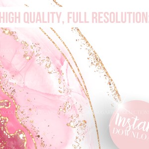 Pink/gold Watercolor Agate Clipart: Digital PNG Clip Art Geode, Crystal ...