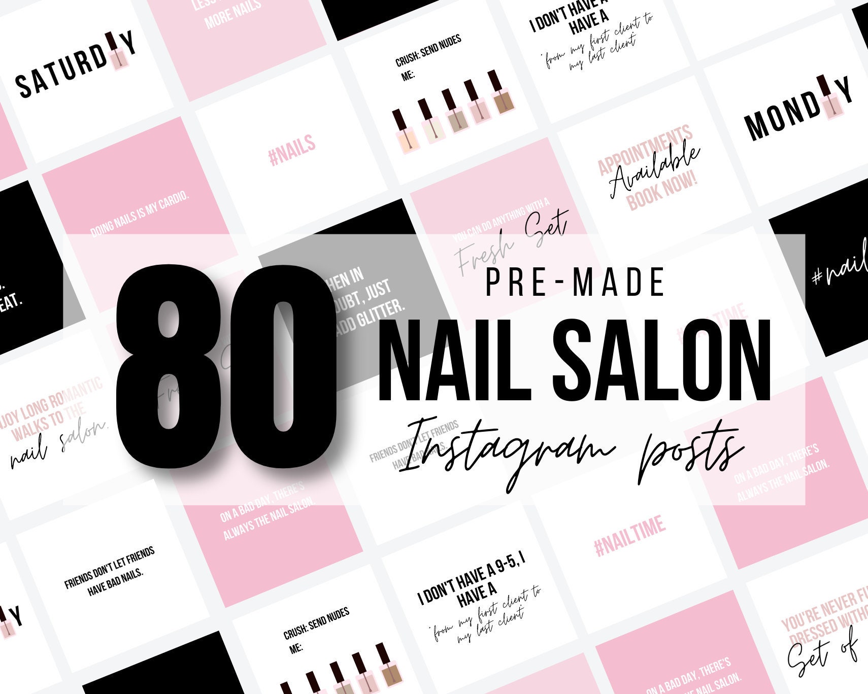 80 Nail Salon Instagram Quotes Posts for Nail Techs Nail | Etsy