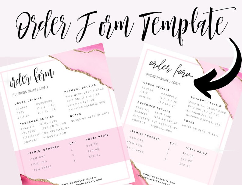 ORDER FORM Template Editable Etsy Small Business Order Form - Etsy