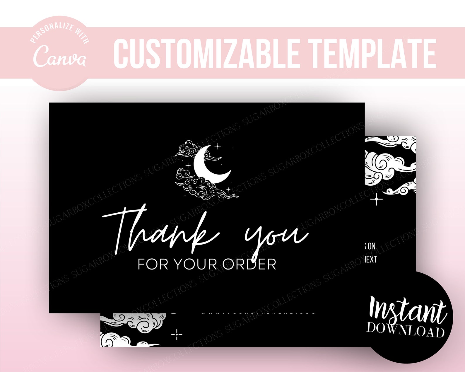 EDITABLE Moon/celestial Thank You Card Template, Bohemian Boho Thank ...