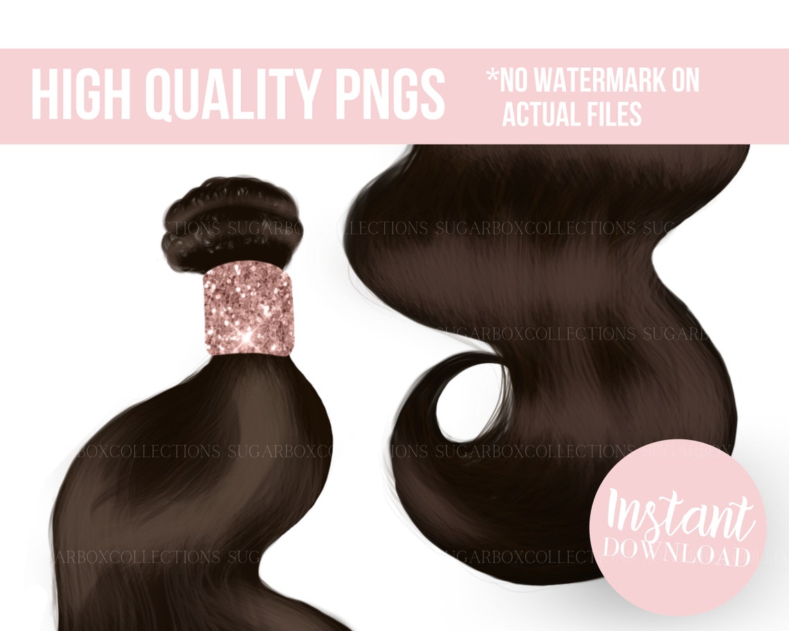 HAIR CLIPART Bundle Graphics Digital PNG Clip Art Hair Bundle Dark ...