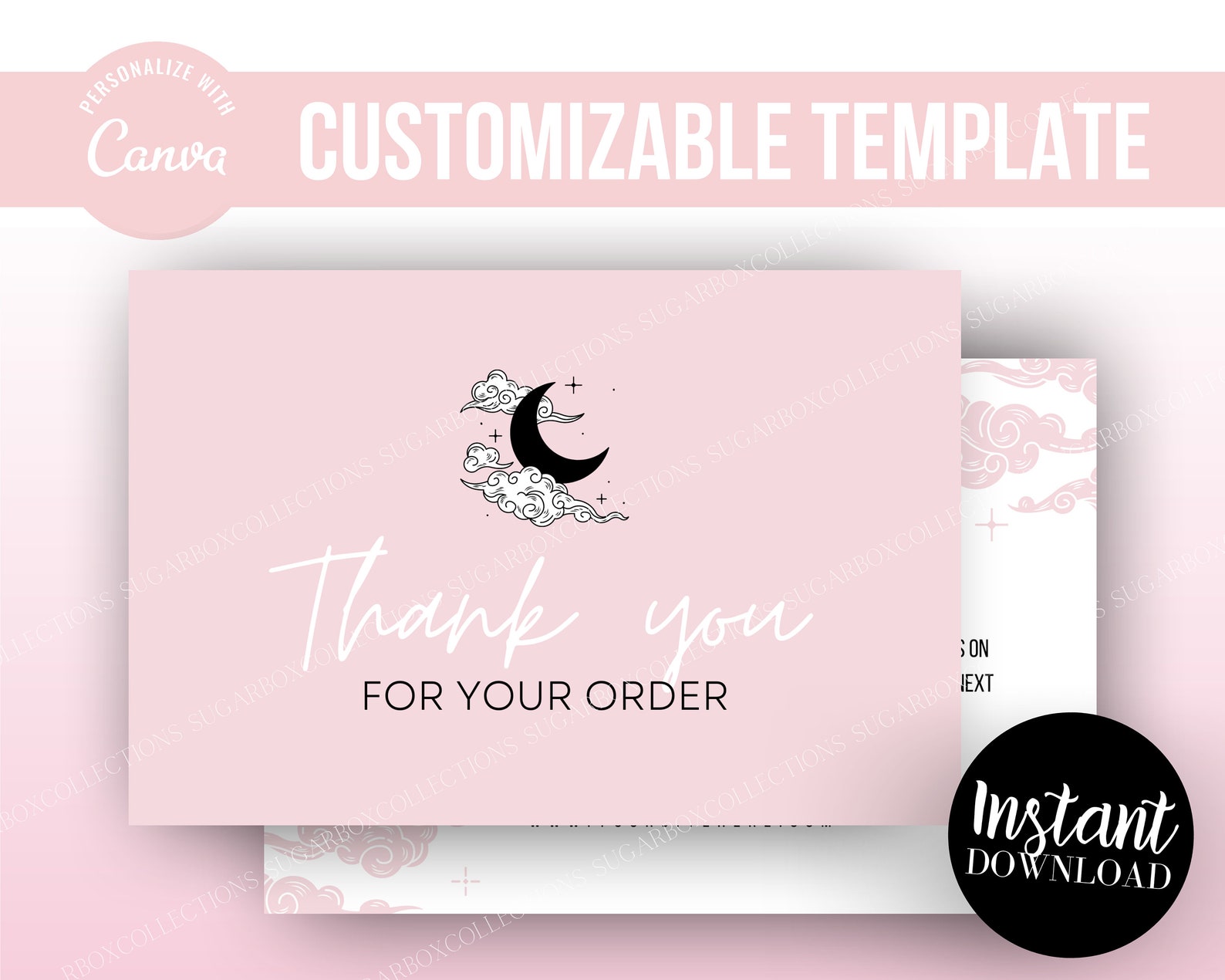 EDITABLE Moon/celestial Thank You Card Template, Bohemian Boho Thank ...