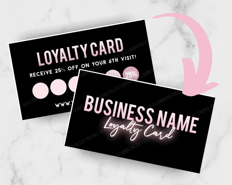 Printable Pink & Black Loyalty Card Pink Card Template - Etsy