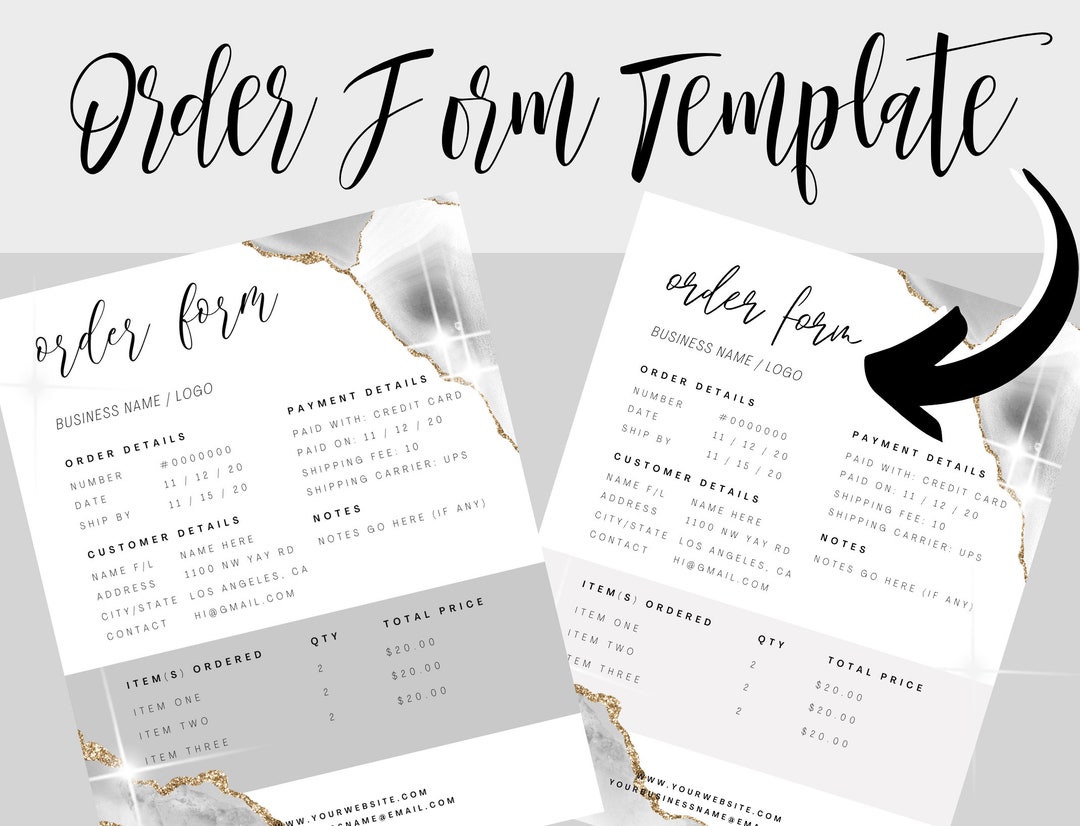 ORDER FORM Template, Editable Etsy Small Business Order Form, Printable ...