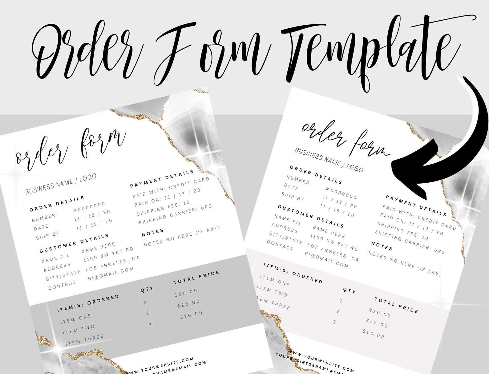 ORDER FORM Template, Editable Etsy Small Business Order Form, Printable ...