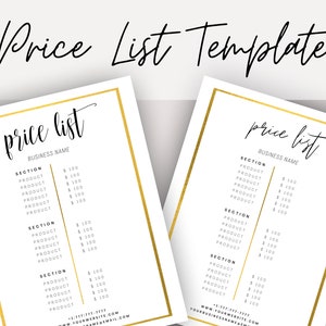 Gold Price List Template, Makeup Price List, Hair Price List ...