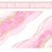 Pink/gold Watercolor Agate Clipart: Digital PNG Clip Art Geode, Crystal ...