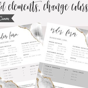 ORDER FORM Template, Editable Etsy Small Business Order Form, Printable ...