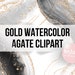 Pink/gold Watercolor Agate Clipart: Digital PNG Clip Art Geode, Crystal ...