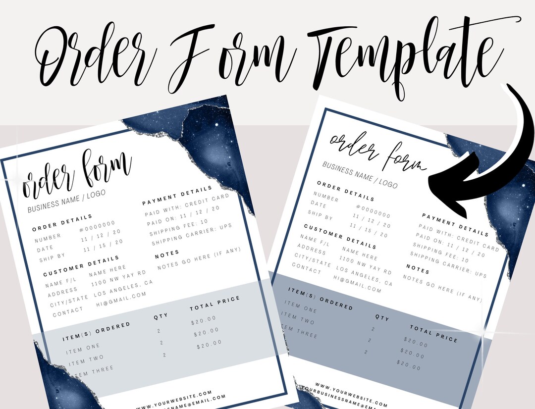 ORDER FORM Template, Editable Etsy Small Business Order Form, Printable ...