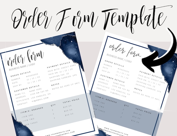 ORDER FORM Template Editable Etsy Small Business Order Form | Etsy