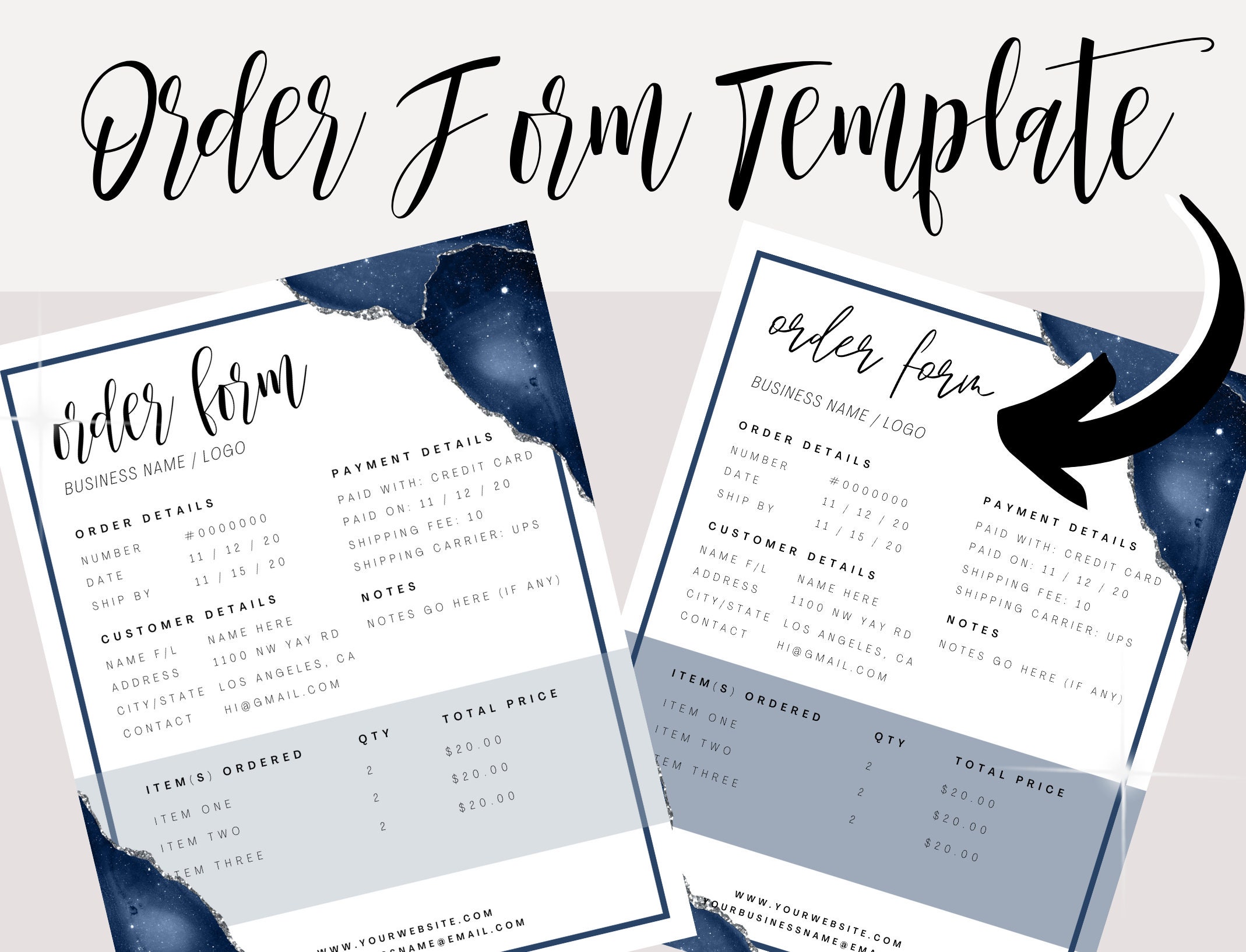 ORDER FORM Template Editable Etsy Small Business Order Form | Etsy