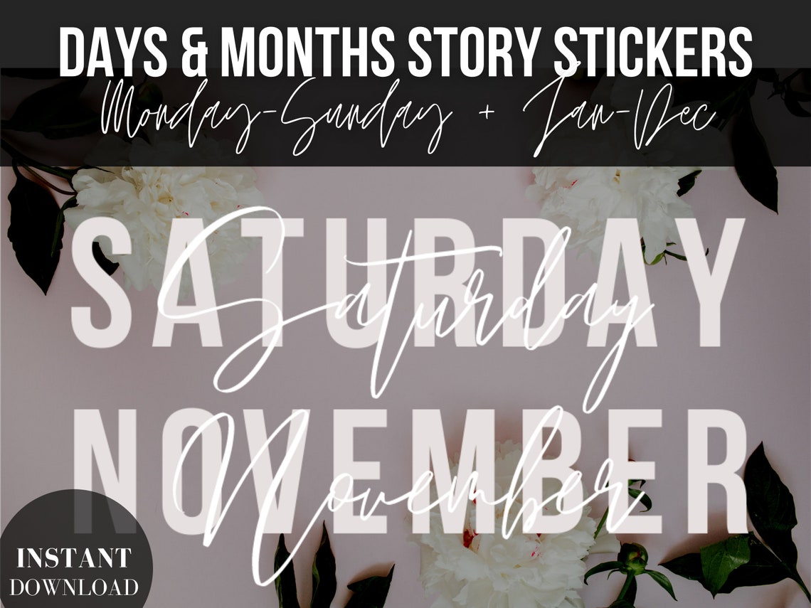 Instagram Influencer Story Stickers Days of the Week Months - Etsy