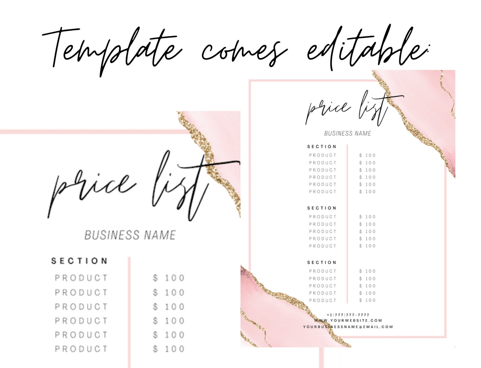 Price List Template Makeup Price List Hair Price List - Etsy