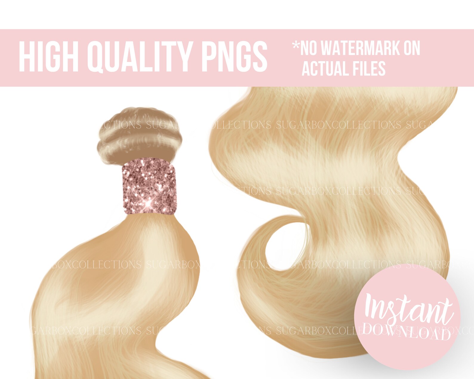 HAIR CLIPART Bundle Graphics Digital PNG Clip Art Hair Bundle Blonde ...