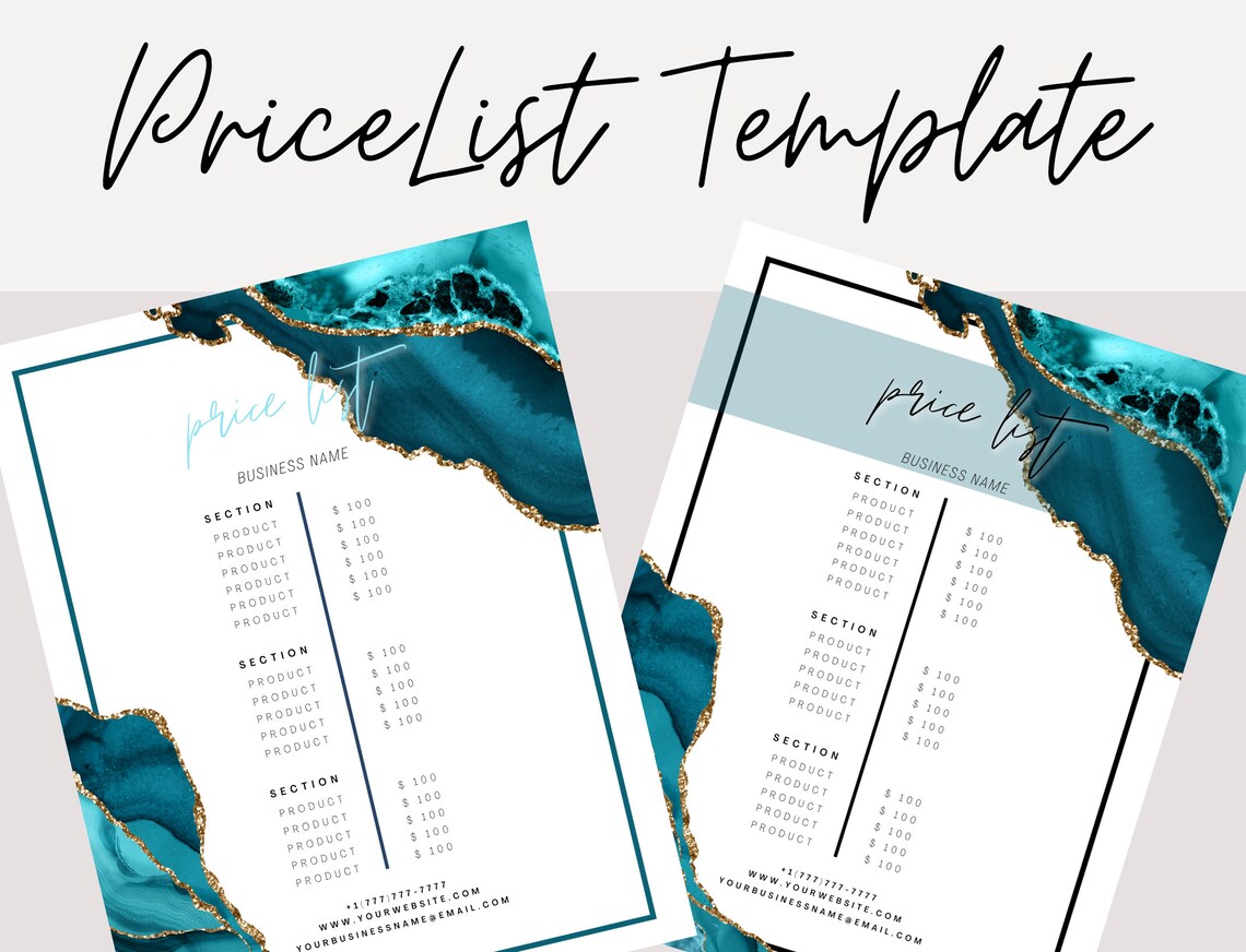 Price List Template, Makeup Price List, Hair Price List, Photography ...