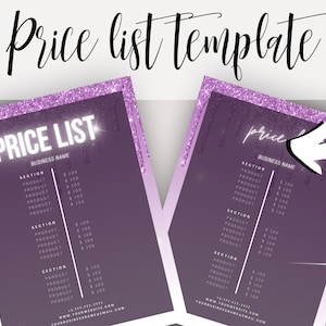 Drip Glitter Neon Price List Template, Makeup Price List, Hair Price ...