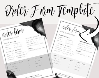 ORDER FORM Template, Editable Etsy Small Business Order Form, Printable ...