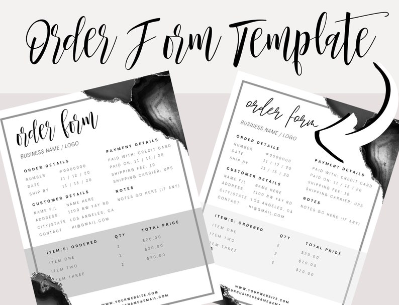 ORDER FORM Template Editable Etsy Small Business Order Form - Etsy