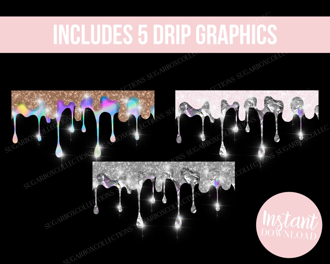 GLITTER DRIP Commercial Use Pngs, Holographic Dripping Glitter Clipart ...