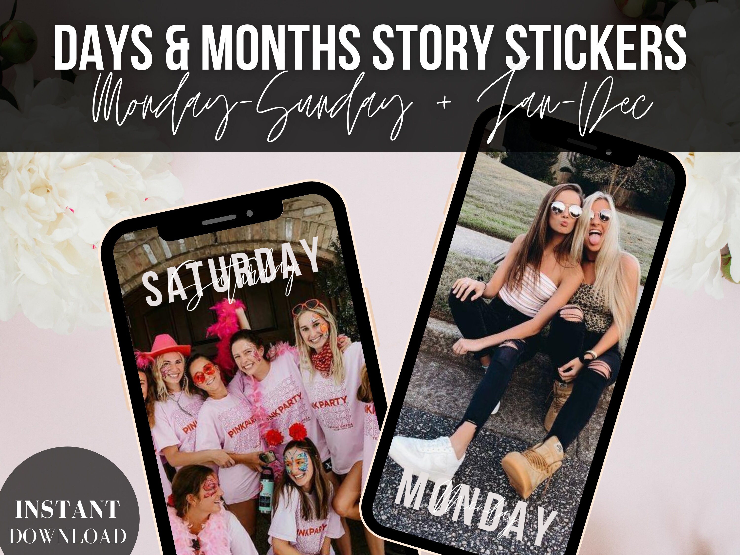 Instagram Influencer Story Stickers Days of the Week Months - Etsy