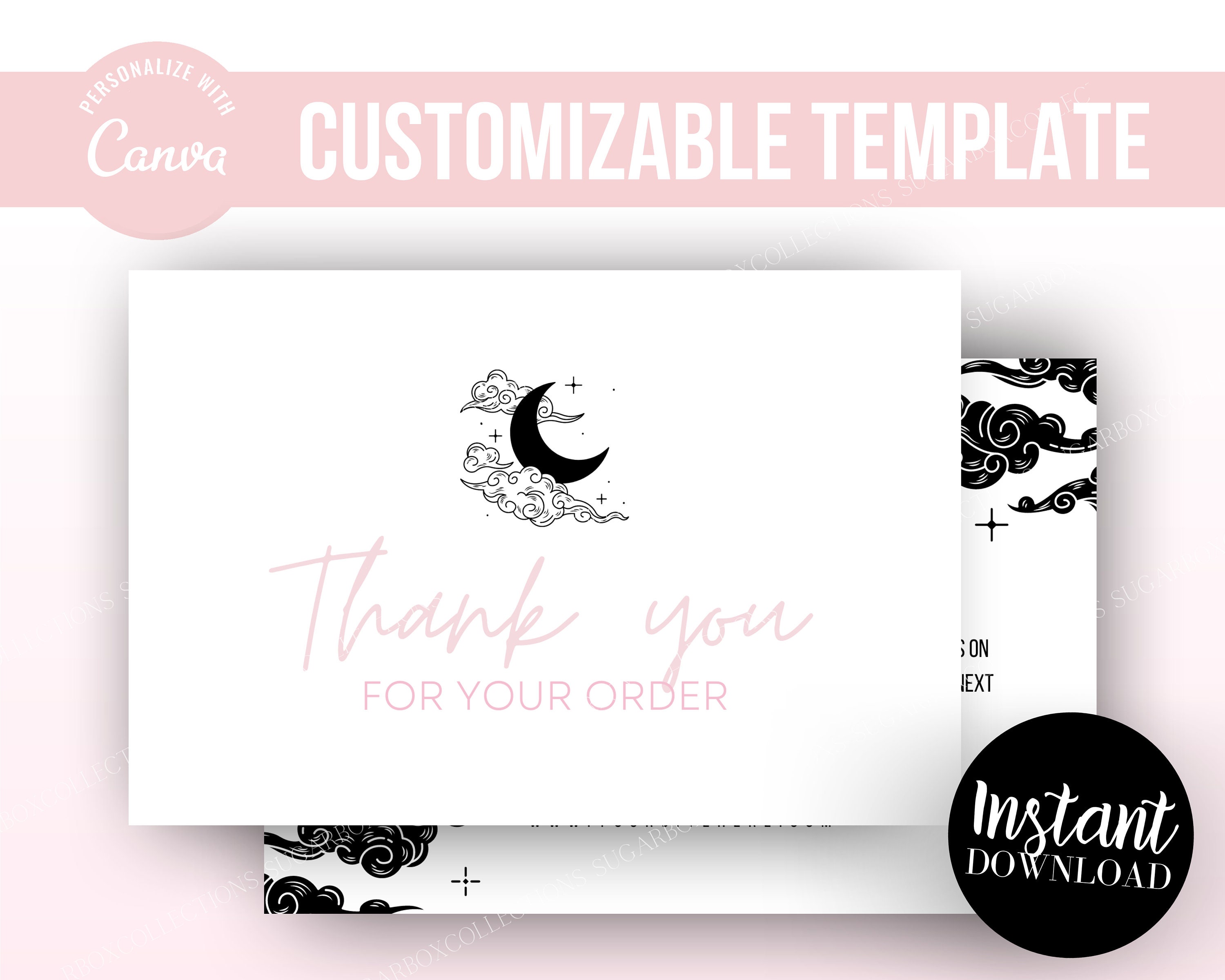 EDITABLE Moon/celestial Thank You Card Template Bohemian Boho - Etsy