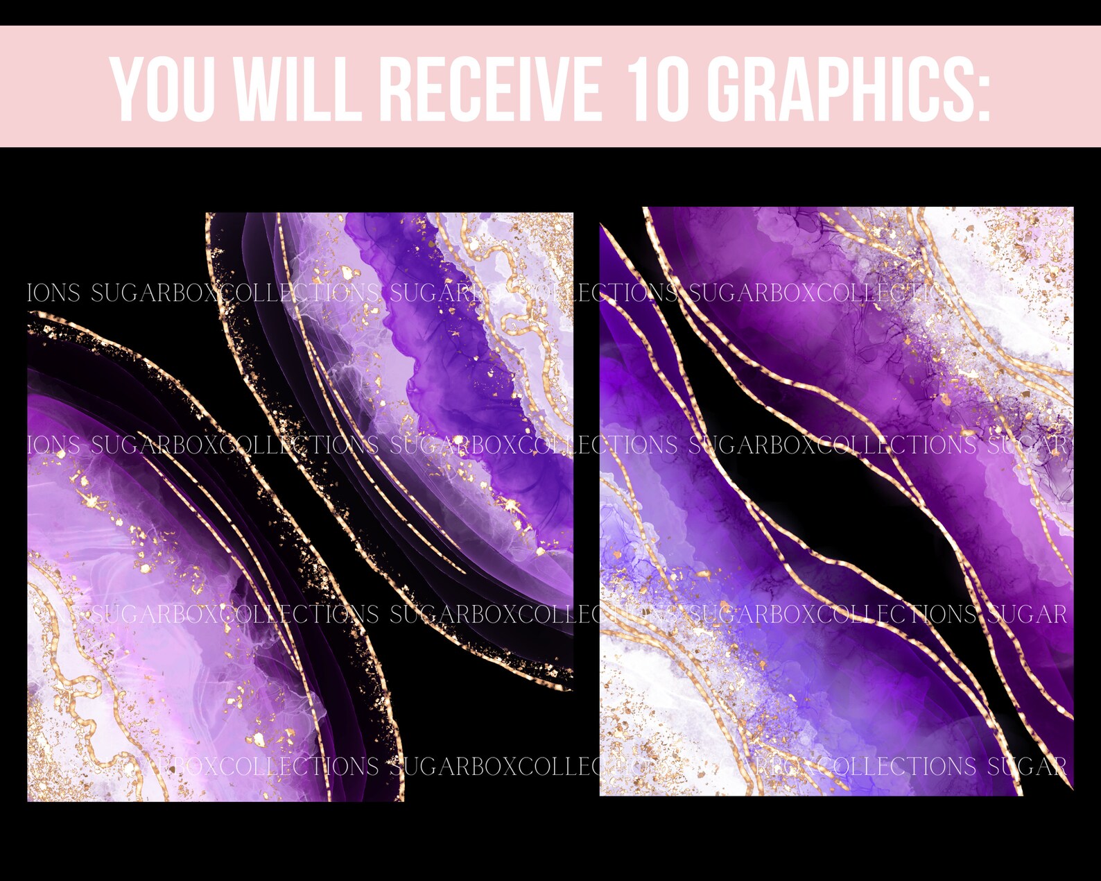 Purple/gold Watercolor Agate Clipart: Digital PNG Clip Art - Etsy