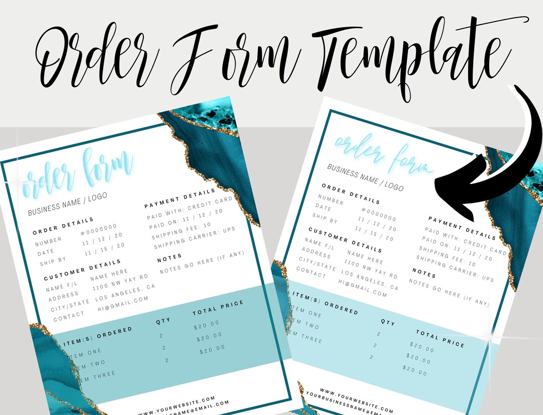 ORDER FORM Template, Editable Etsy Small Business Order Form, Printable ...