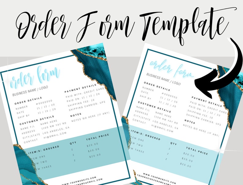 ORDER FORM Template Editable Etsy Small Business Order Form | Etsy