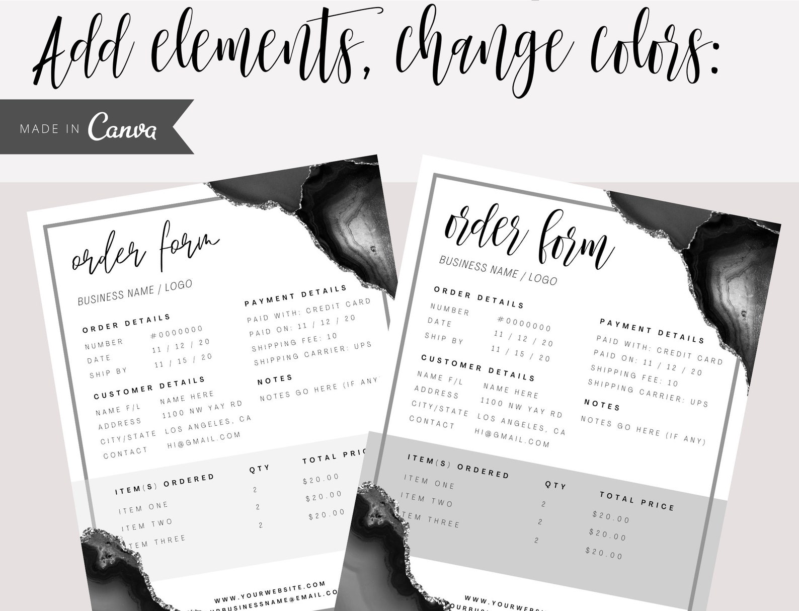 ORDER FORM Template Editable Etsy Small Business Order Form - Etsy