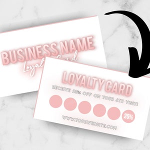 Printable Pink & White Loyalty Card, Pink Card Template, Editable ...